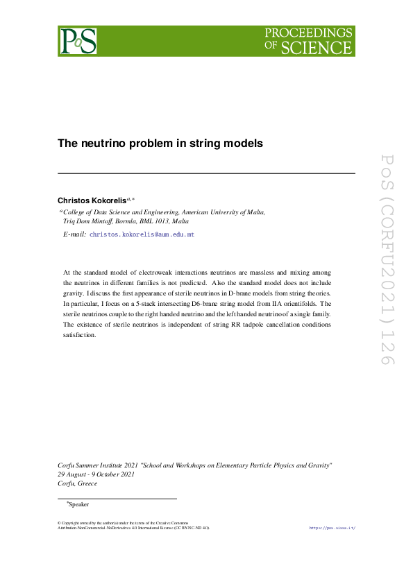 (PDF) The neutrino problem in string models