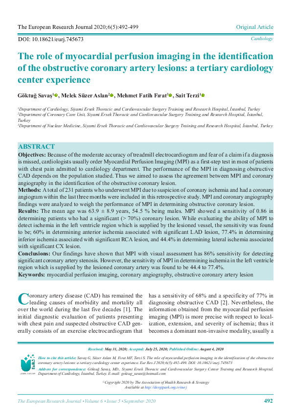 (PDF) The role of myocardial perfusion imaging in the identification of ...