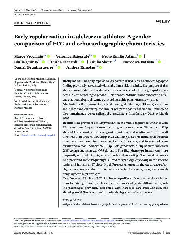 (PDF) Early repolarization in adolescent athletes: A gender comparison ...