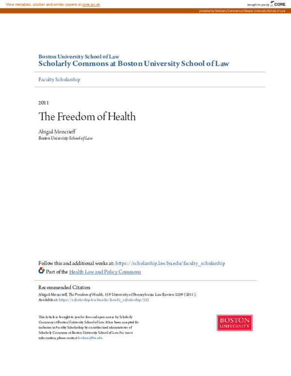(PDF) The Freedom of Health