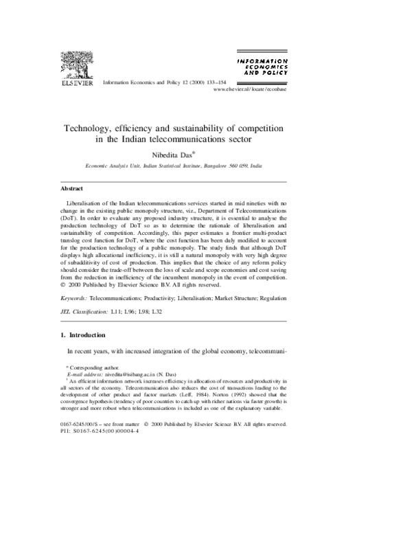 (PDF) Technology, efficiency and sustainability of competition in the ...
