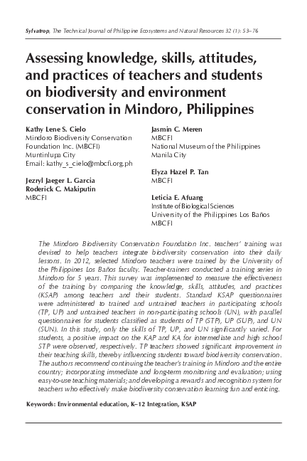 (PDF) Assessing knowledge, skills, attitudes, and practices of teachers and students on ...