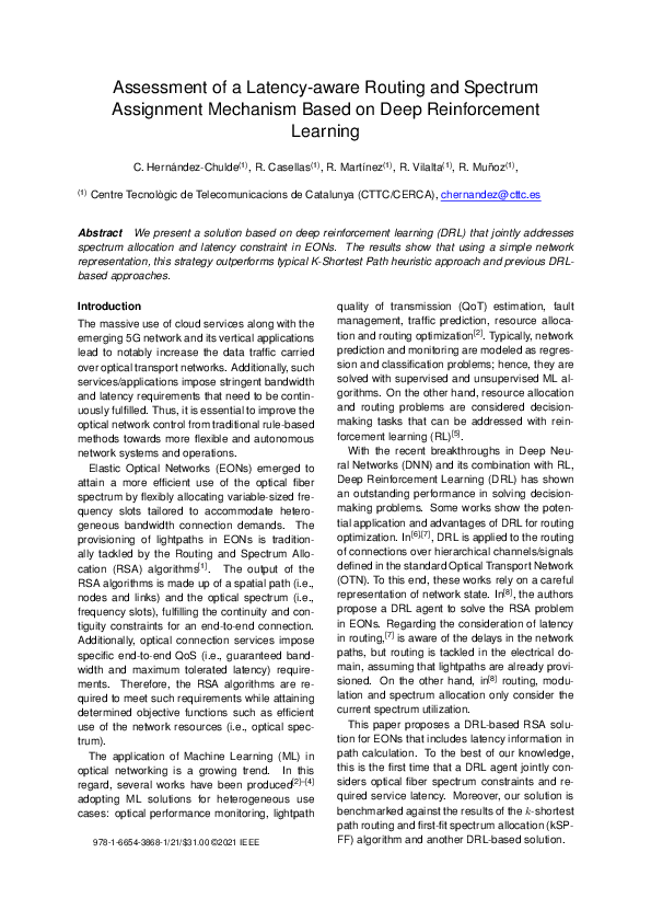 (PDF) Assessment of a Latency-aware Routing and Spectrum Assignment Mechanism Based on Deep ...
