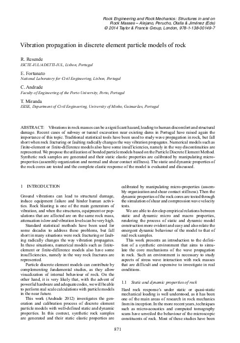 (PDF) Vibration propagation in discrete element particle models of rock