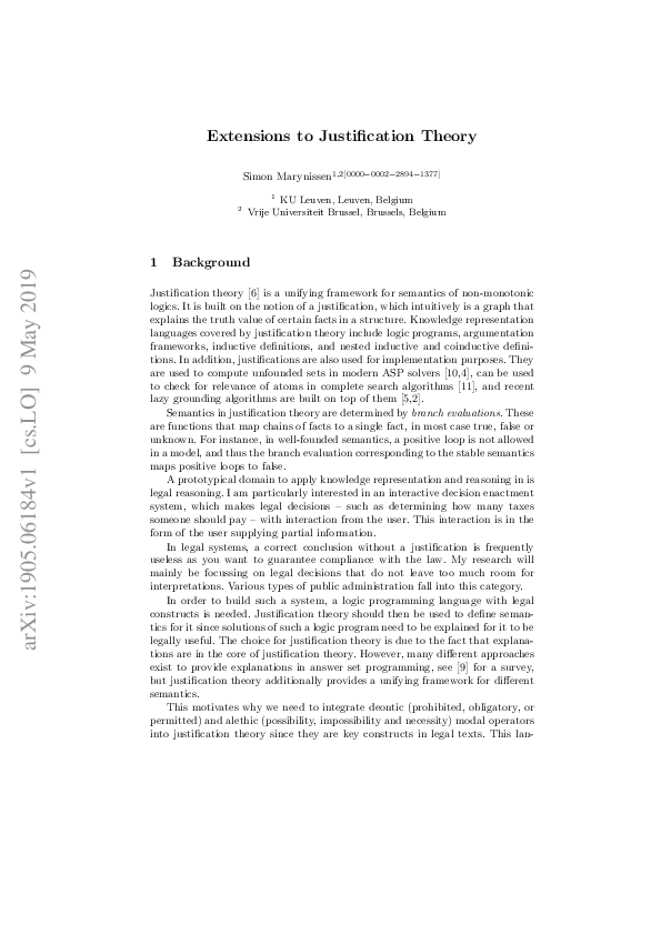 (PDF) Extensions to Justification Theory