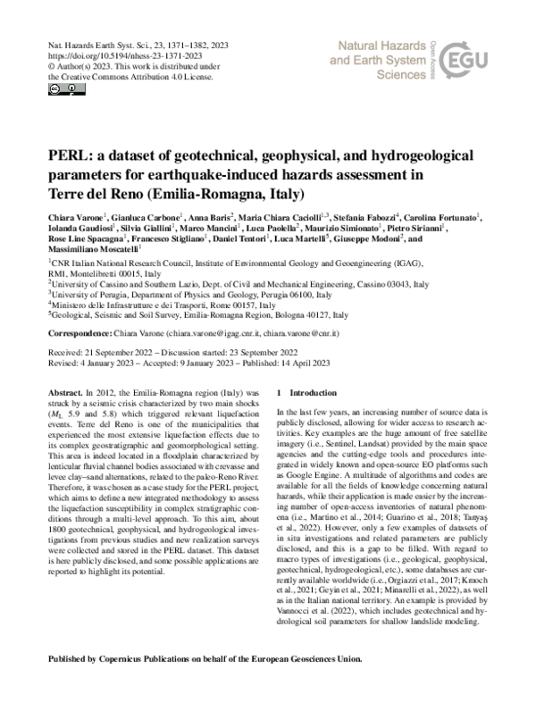 (PDF) PERL: a dataset of geotechnical, geophysical, and hydrogeological parameters for ...