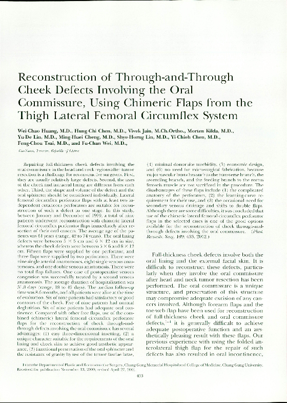 (PDF) Reconstruction of Through-and-Through Cheek Defects With Folded ...