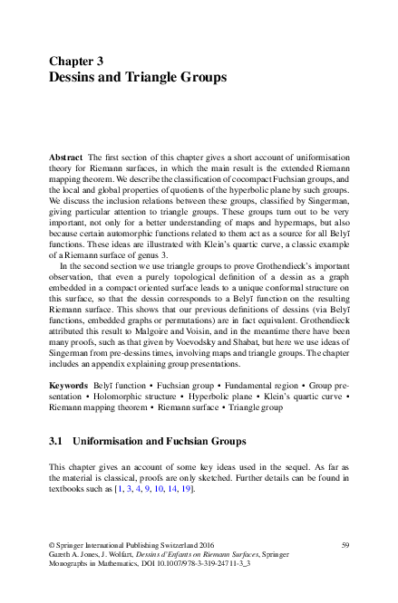 (PDF) Dessins and Triangle Groups