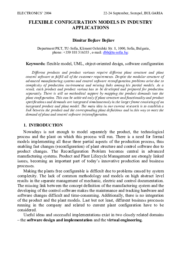 (PDF) Flexible Configuration Models in Industry Applications