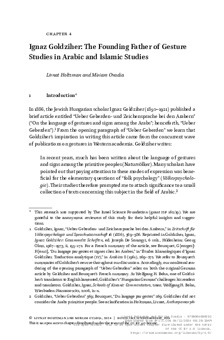 (PDF) IGNAZ GOLDZIHER: THE FOUNDING FATHER OF GESTURE STUDIES IN ARABIC ...