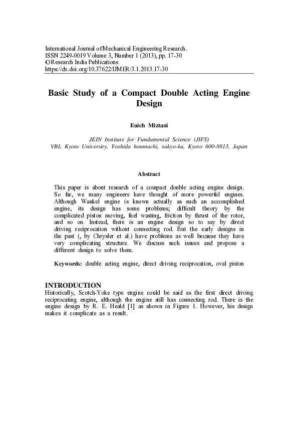 (PDF) Basic Study of a Compact Double Acting Engine Design | Euich ...