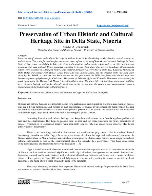(PDF) Preservation of Urban Historic and Cultural Heritage Site in ...