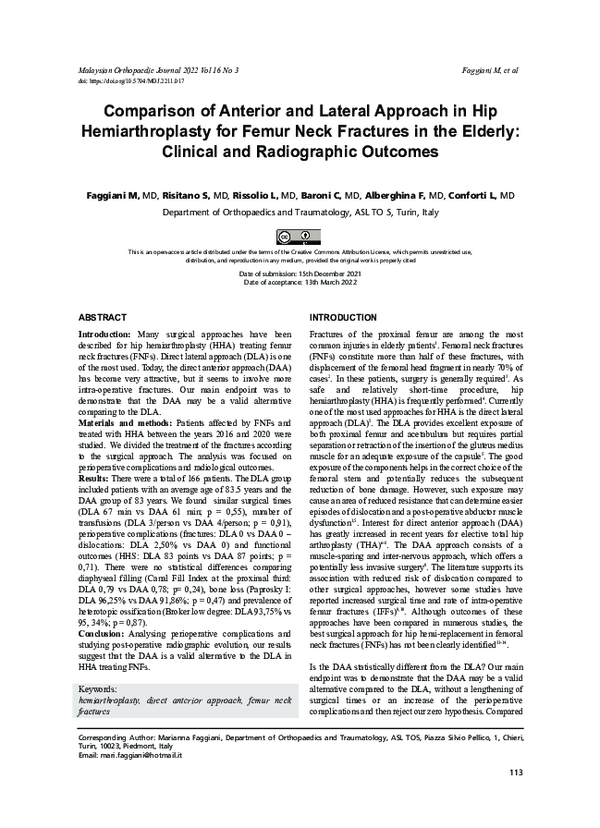 (PDF) Comparison of Anterior and Lateral Approach in Hip ...