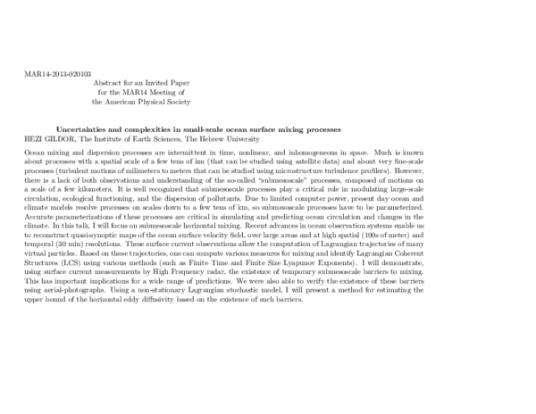 (PDF) Uncertainties and complexities in small-scale ocean surface ...