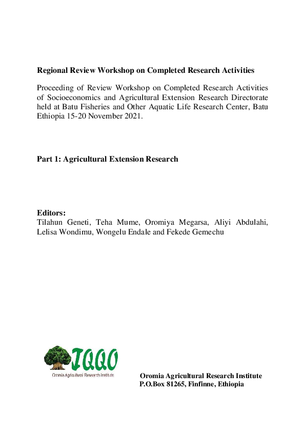 (PDF) Regional Review Workshop on Completed Research Activities ...