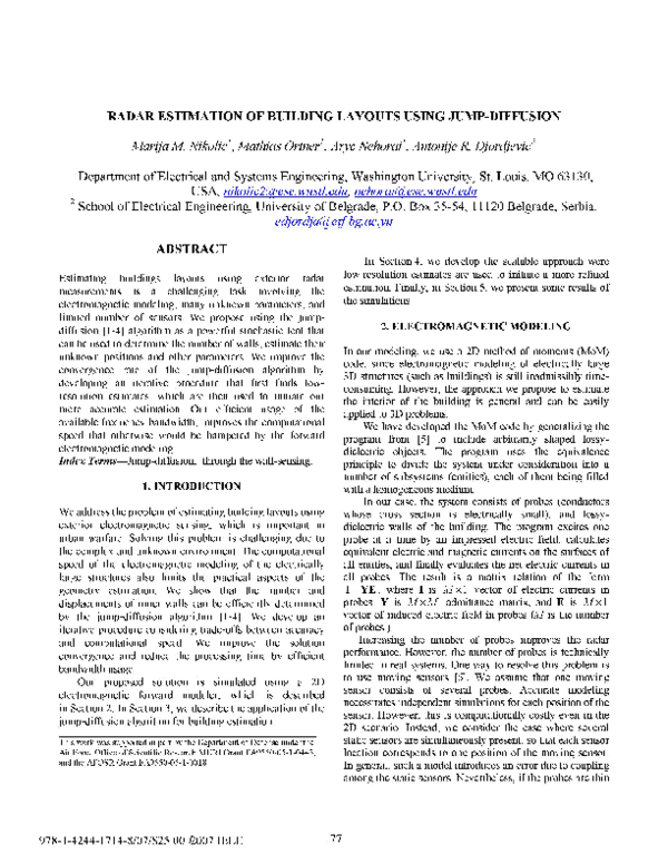 (PDF) Radar Estimation of Building Layouts Using Jump-Diffusion