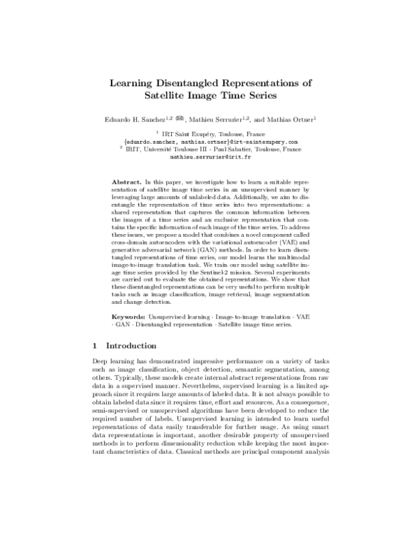 (PDF) Learning Disentangled Representations of Satellite Image Time Series