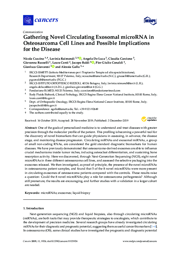 (PDF) Gathering Novel Circulating Exosomal microRNA in Osteosarcoma ...