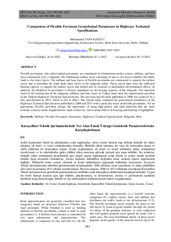 (PDF) Comparison of Flexible Pavement Geotechnical Parameters in Highways Technical Specifications