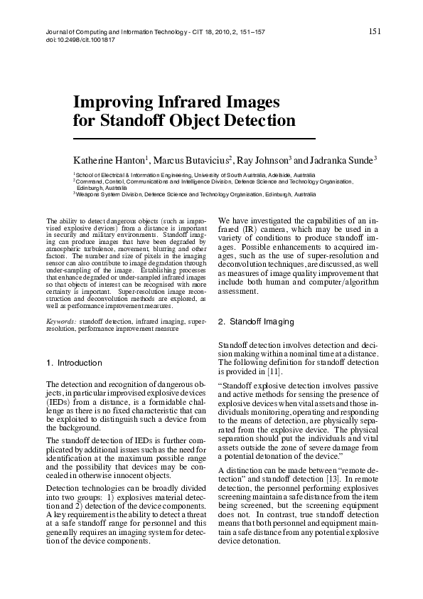 (PDF) Improving infrared images for standoff object detection