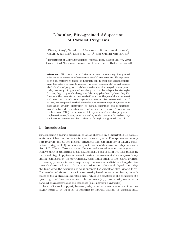 (PDF) Modular, Fine-Grained Adaptation of Parallel Programs
