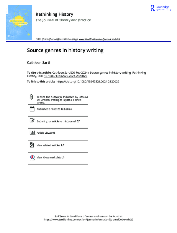 (PDF) Source genres in history writing