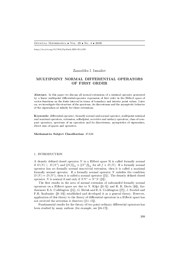 (PDF) Multipoint normal differential operators of first order
