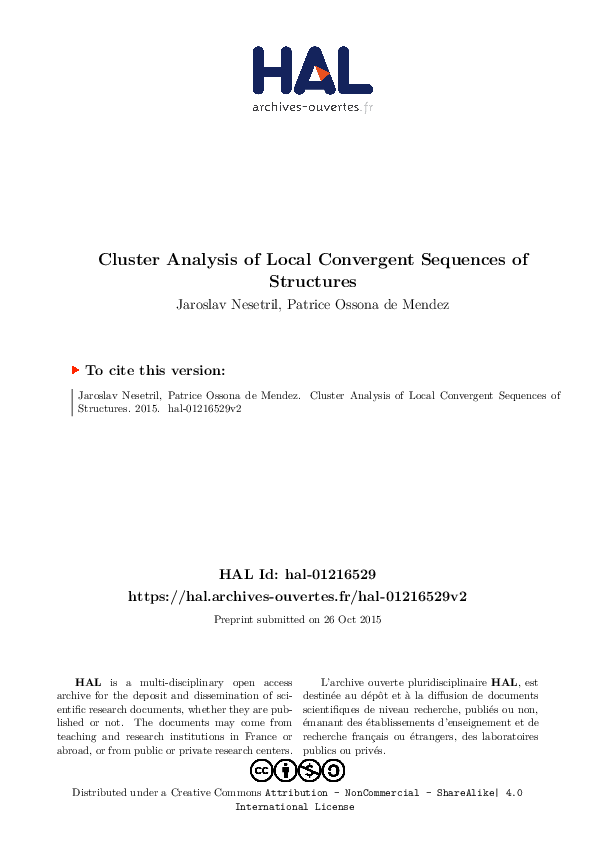(PDF) Cluster analysis of local convergent sequences of structures