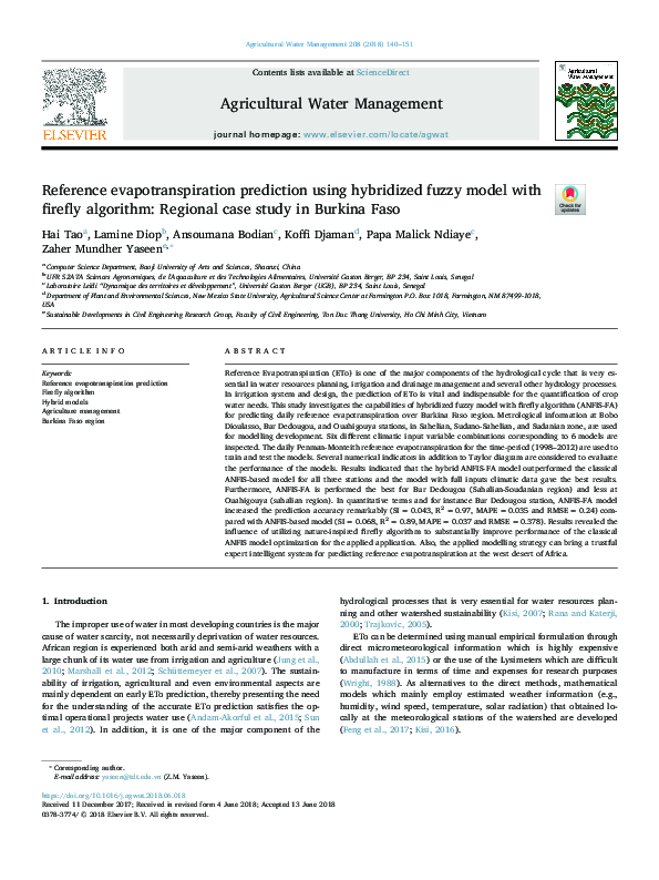 (PDF) Reference evapotranspiration prediction using hybridized fuzzy model with firefly ...