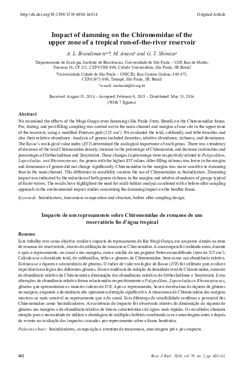 (PDF) Damming Effects on Chironomidae in Reservoirs