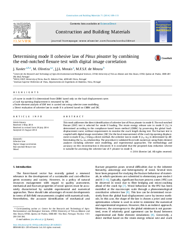 (PDF) Determining mode II cohesive law of Pinus pinaster by combining ...