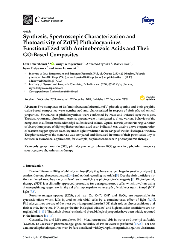 (PDF) Synthesis, Spectroscopic Characterization and Photoactivity of Zr(IV) Phthalocyanines ...