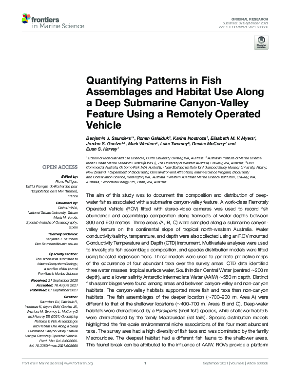 (PDF) Quantifying Patterns in Fish Assemblages and Habitat Use Along a Deep Submarine Canyon ...