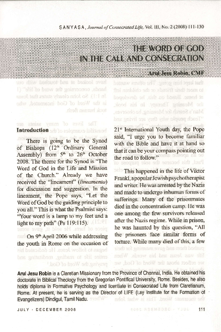 (PDF) Word of God in Call and Consecration