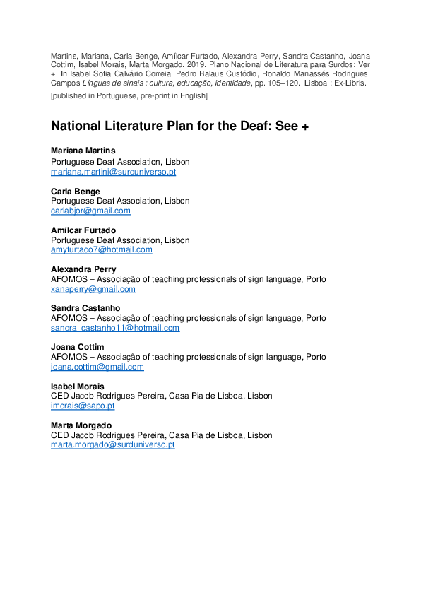 (PDF) National Literature Plan for the Deaf: See