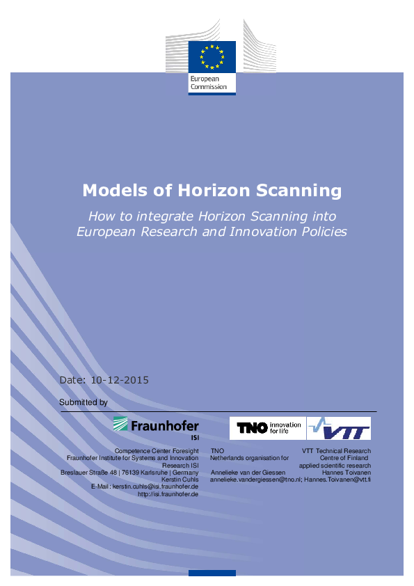 (PDF) Models of Horizon Scanning - How to integrate Horizon Scanning ...