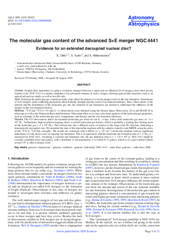 (PDF) The molecular gas content of the advanced S+E merger NGC 4441