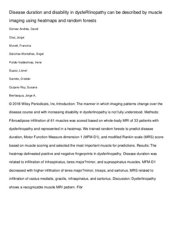 (PDF) Disease duration and disability in dysfeRlinopathy can be ...