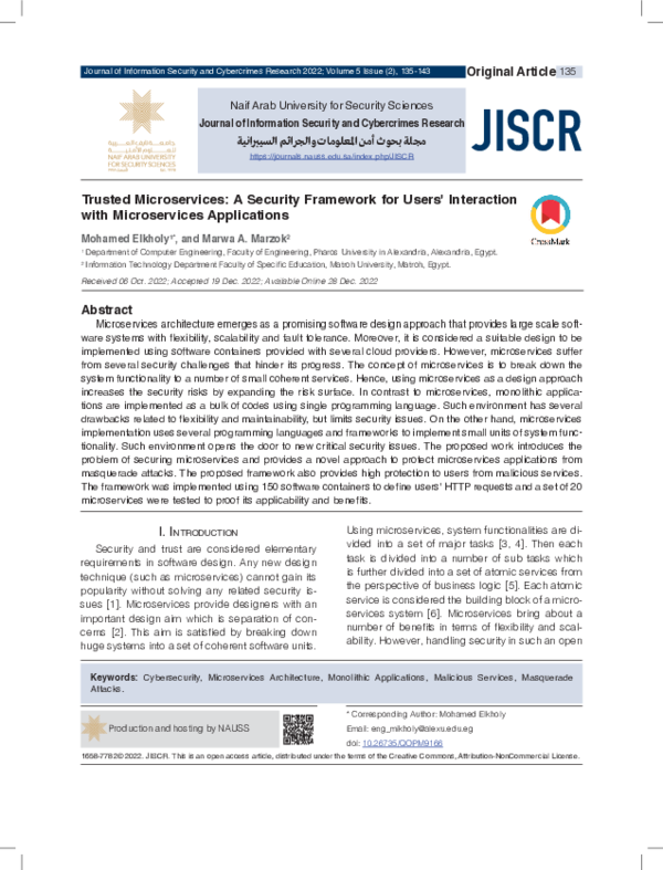 Pdf Trusted Microservices A Security Framework For Users Interaction With Microservices