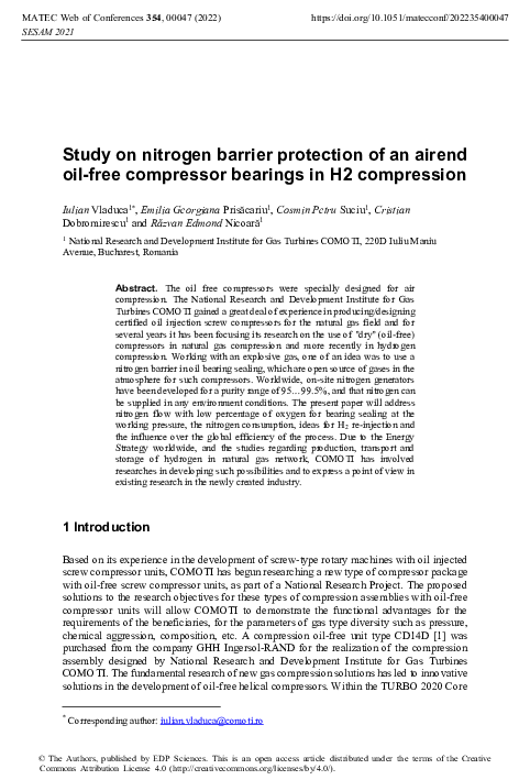 (PDF) Study on nitrogen barrier protection of an airend oil-free ...