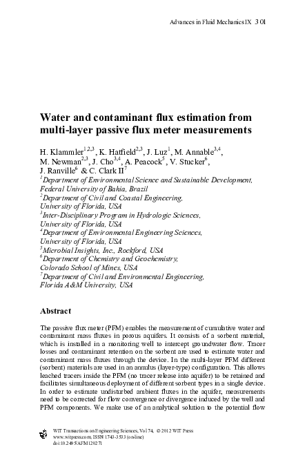 (PDF) Water and contaminant flux estimation from multi-layer passive ...