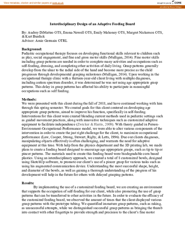(PDF) Interdisciplinary Design of an Adaptive Feeding Board