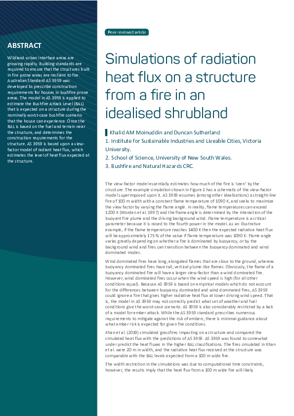 (PDF) Simulations of radiation heat flux on a structure from a fire in ...