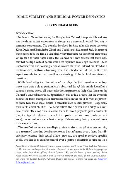 (PDF) Male Virility and Biblical Power Dynamics