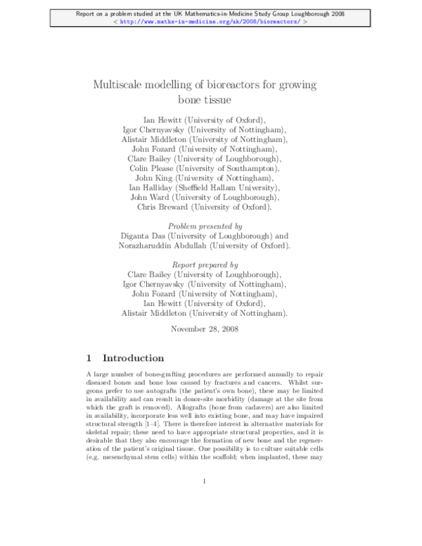 (PDF) Modeling Bioreactors for Bone Tissue Growth