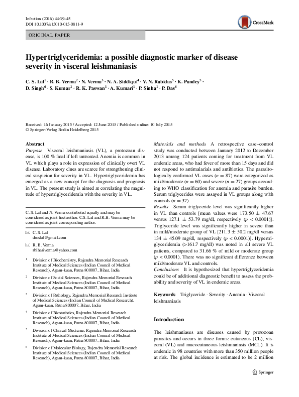 (PDF) Hypertriglyceridemia: a possible diagnostic marker of disease severity in visceral ...