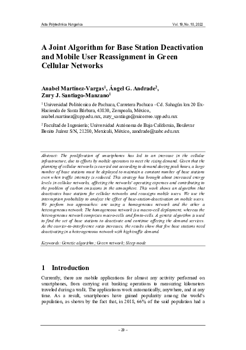 (PDF) A Joint Algorithm for Base Station Deactivation and Mobile User Reassignment in Green ...
