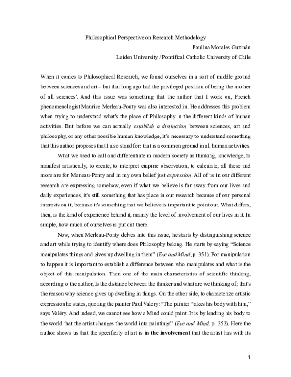 (PDF) Philosophical Perspective on Research Methodology