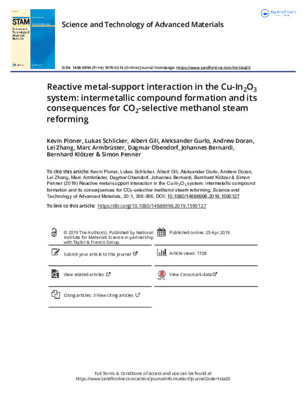 (PDF) Reactive metal-support interaction in the Cu-In 2 O 3 system ...