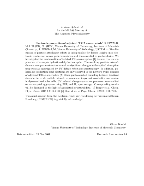 (PDF) Electronic properties of adjoined TiO2 nanocrystals